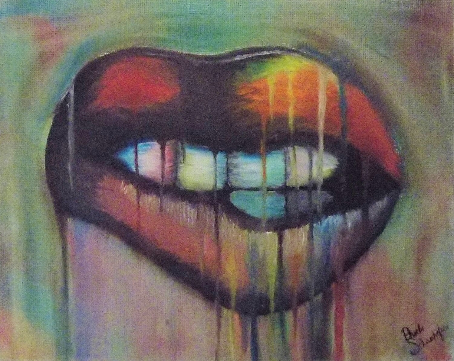 Anxiety Rainbow Lips Oil Painting 8x10 Inches - Etsy