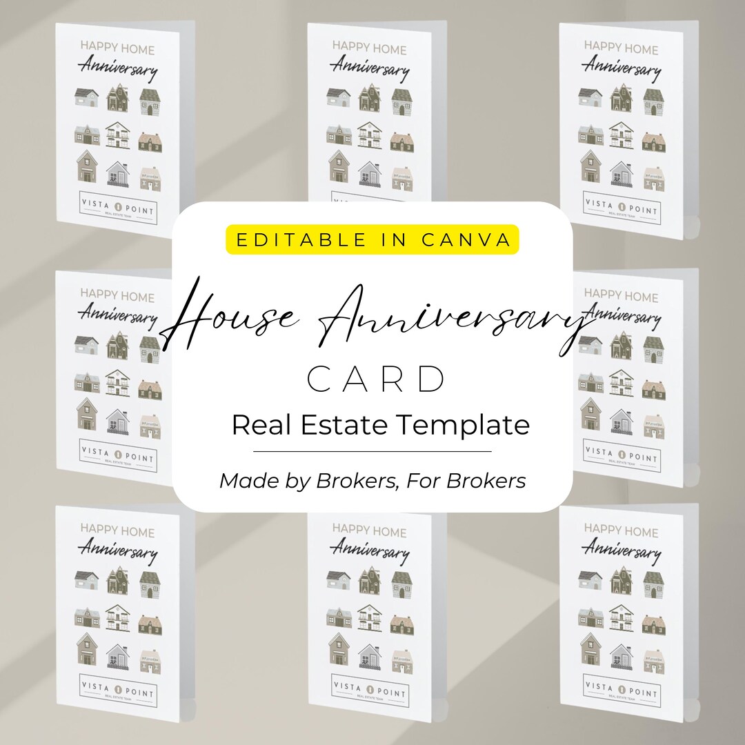 House Anniversary Card Template Customizable Canva Template for ...
