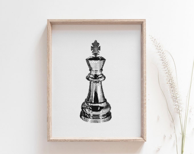 Chess King Cross Stitch Pattern, Chess Embroidery Pattern - Etsy
