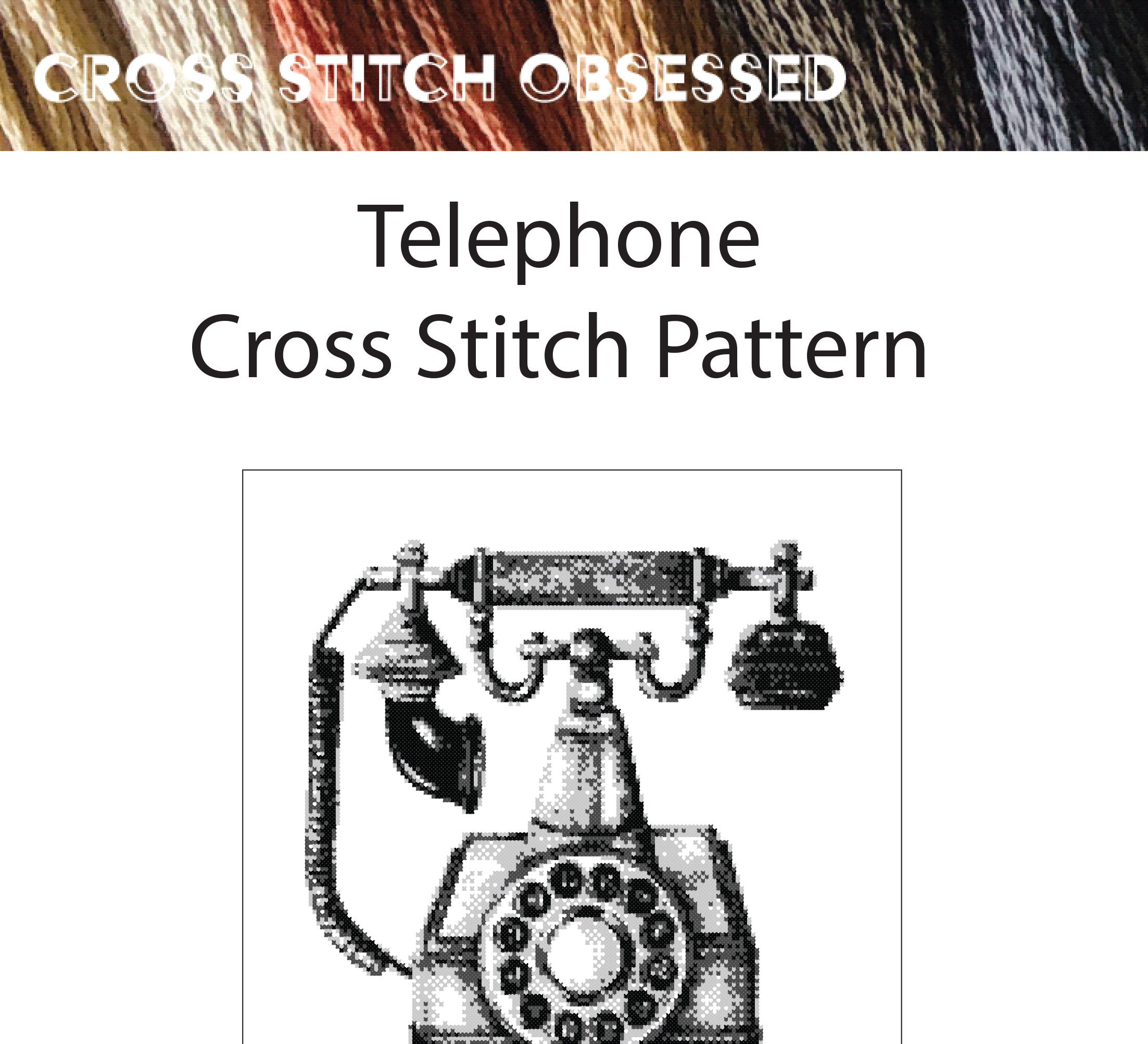 Vintage Telephone Cross Stitch Pattern Cross Stitch PDF - Etsy