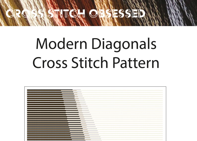 Modern Diagonal Stripes Cross Stitch Pattern, Beginner Embroidery (PDF ...