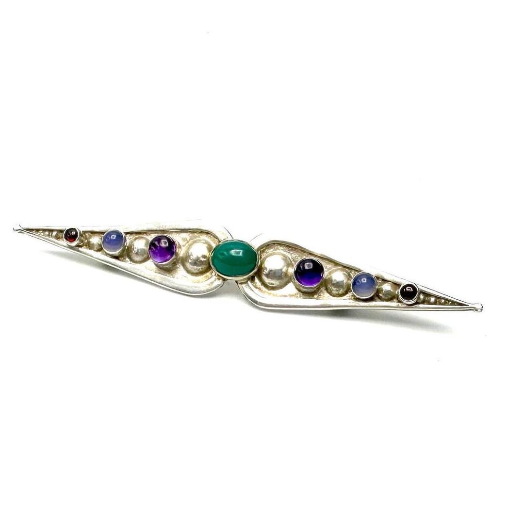 Vintage Tulla Booth Sterling Silver Brooch With Semi-precious Gems - Etsy