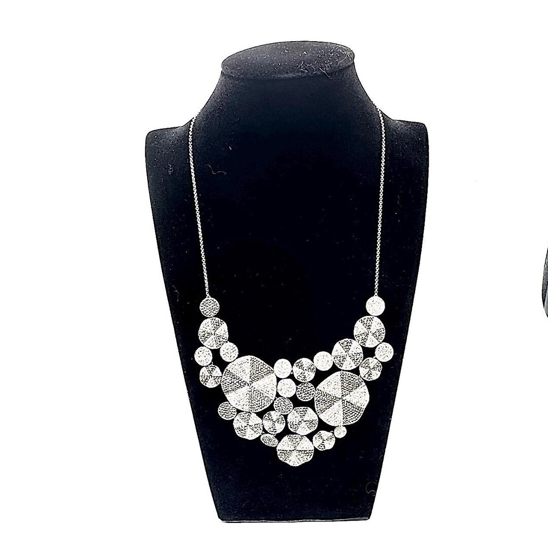 Vintage Judith Jack Marcasite Sterling Silver Bib Necklace: Pinwheel ...
