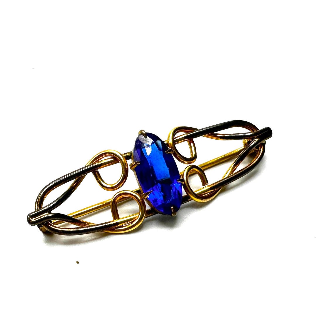 Edwardian Gold-filled Blue Glass Brooch: Leigh Leshner Collection - Etsy