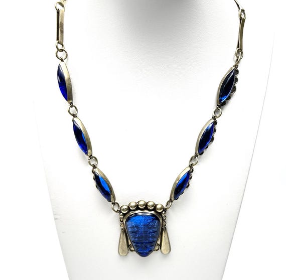 1950s Sterling Silver Aztec Warrior Necklace: Mexican… - Gem