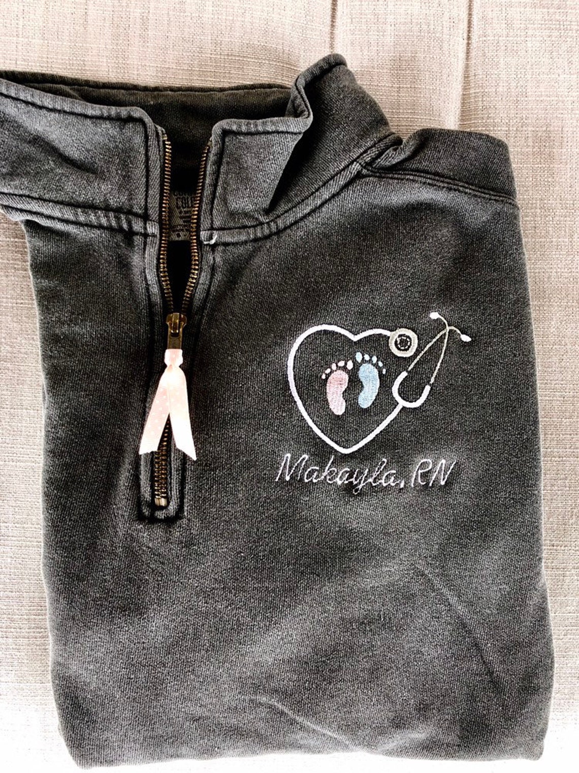 NICU Nurse Sweatshirt Personalized Baby Feet Monogram Quarter - Etsy