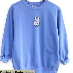 Disney Peace Sign Mickey Mouse Comfort Colors Sweatshirt - Etsy