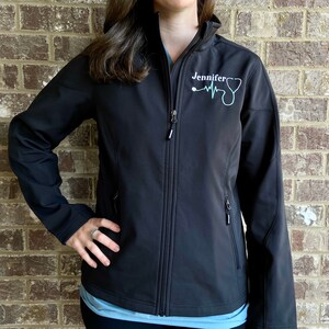 Personalized Ladies Medical EKG Stethoscope Full-zip Soft Shell Jacket ...