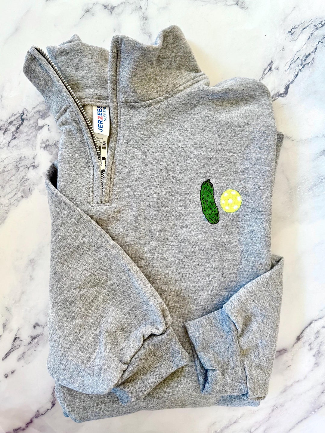 Embroidered Pickleball Quarter Zip Sweatshirt: Dill Pickle Gift - Etsy