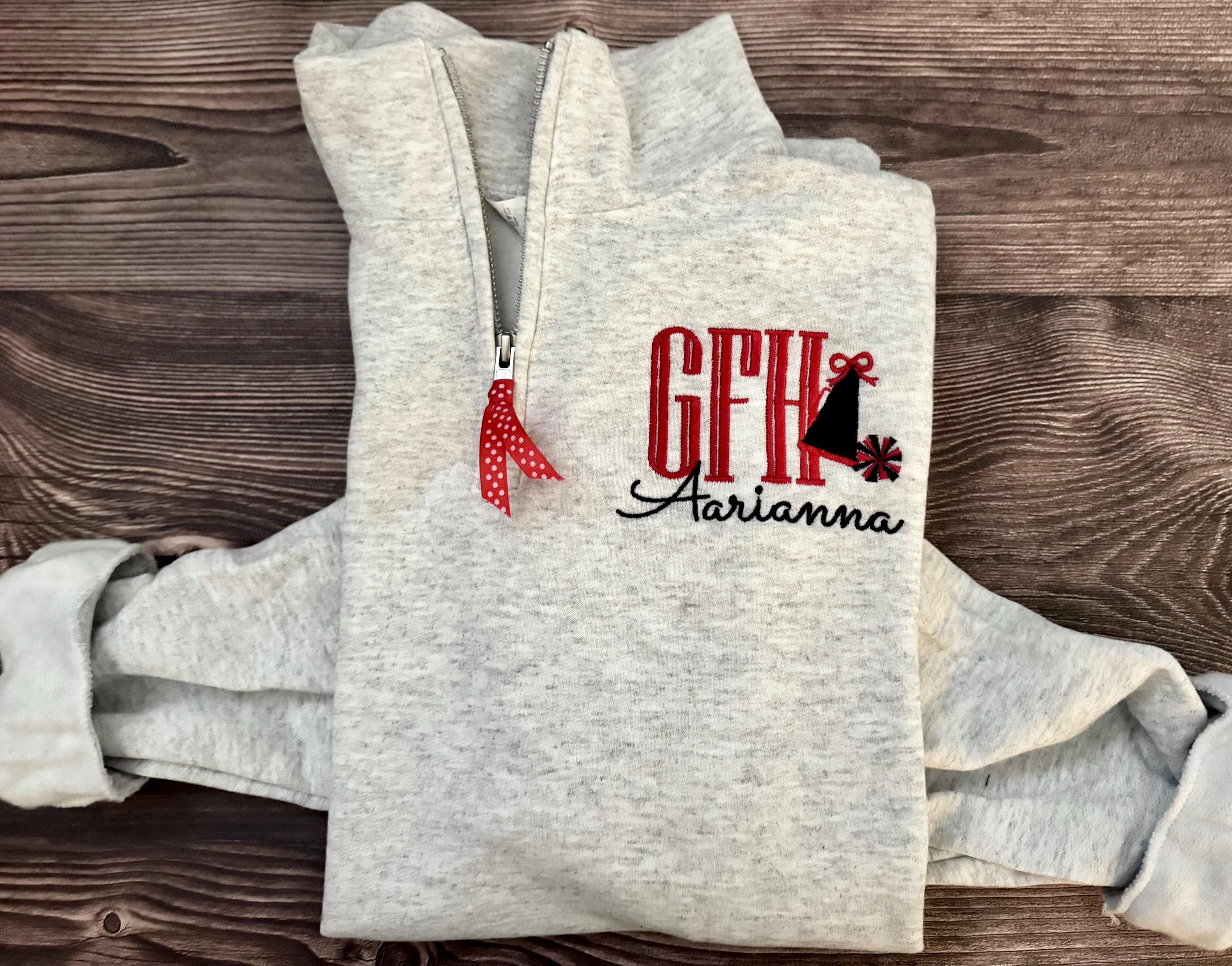 Embroidered Cheer Quarter Zip Pullover: Personalized Cheerleading Gift ...