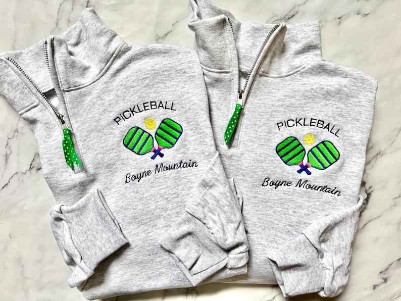 Embroidered Pickleball Team Quarter Zip Sweatshirt: Personalized League ...