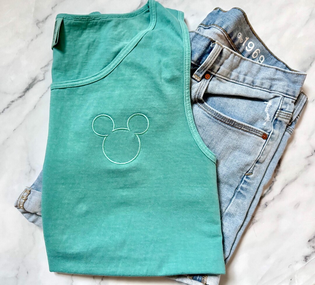 Simple Mickey Mouse Tank Top, Disney Embroidered Tank - Etsy