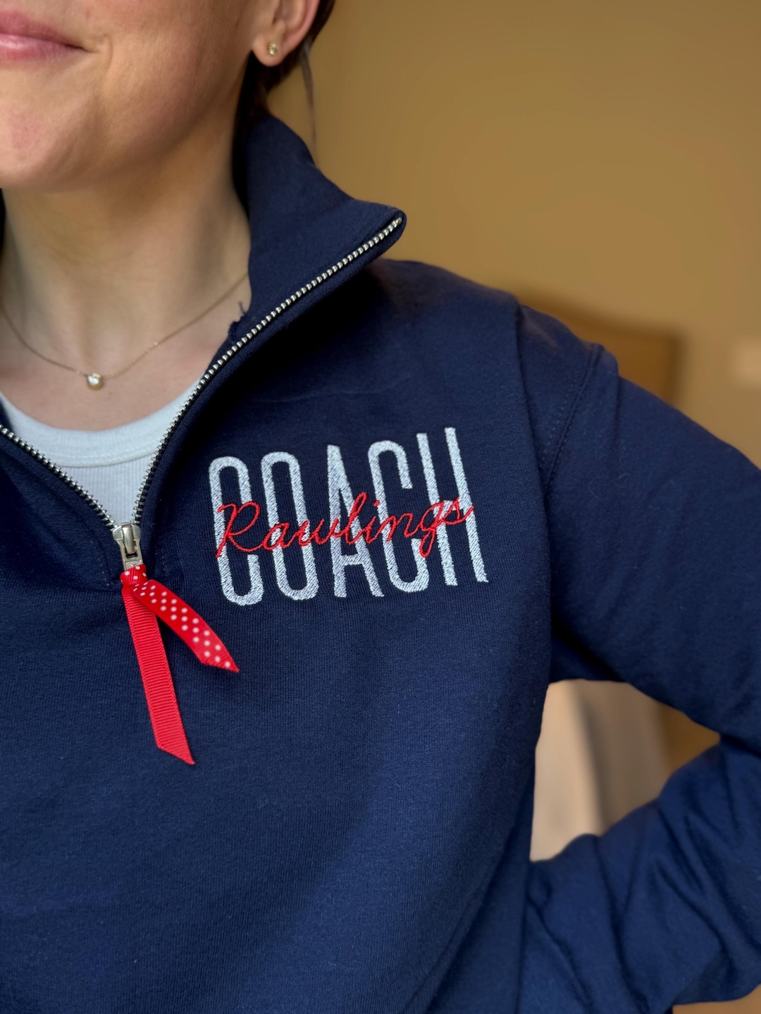 Personalized Coach Quarter Zip Sweatshirt, School Spirit Embroidered ...
