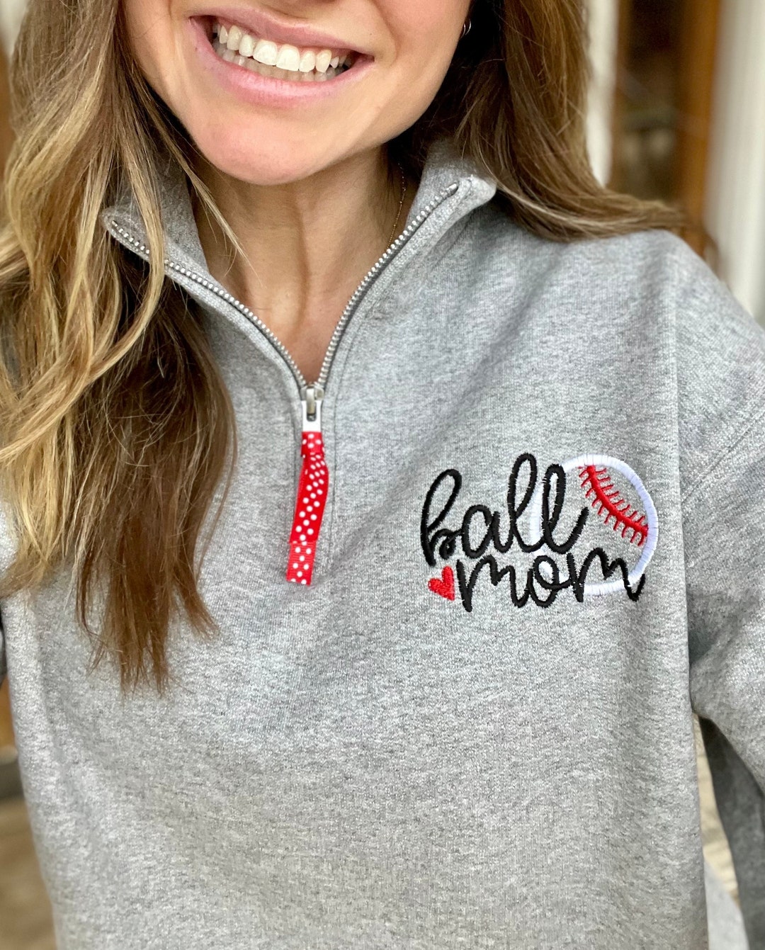 Baseball Mom Sweatshirt Quarter Zip, Softball Mom Team Colors Quarter ...