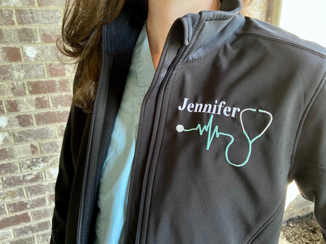 Personalized Ladies Medical EKG Stethoscope Full-zip Soft Shell Jacket ...