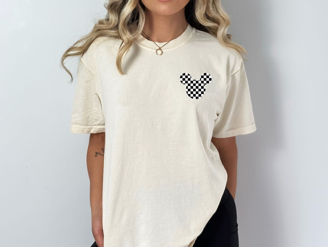 Retro Disney Mickey Mouse Checkered Shirt Vintage Black and - Etsy