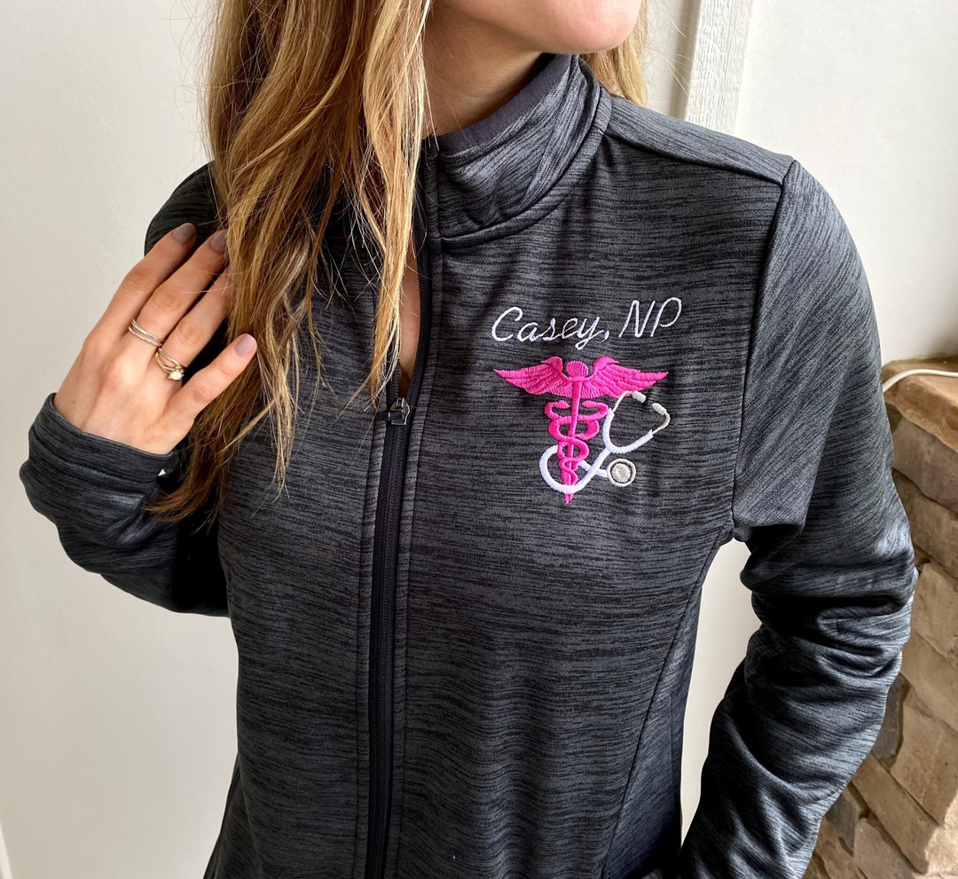 Nurse Stethoscope Jacket With Name | RN Jacket | NP Jacket, RN Zip ...