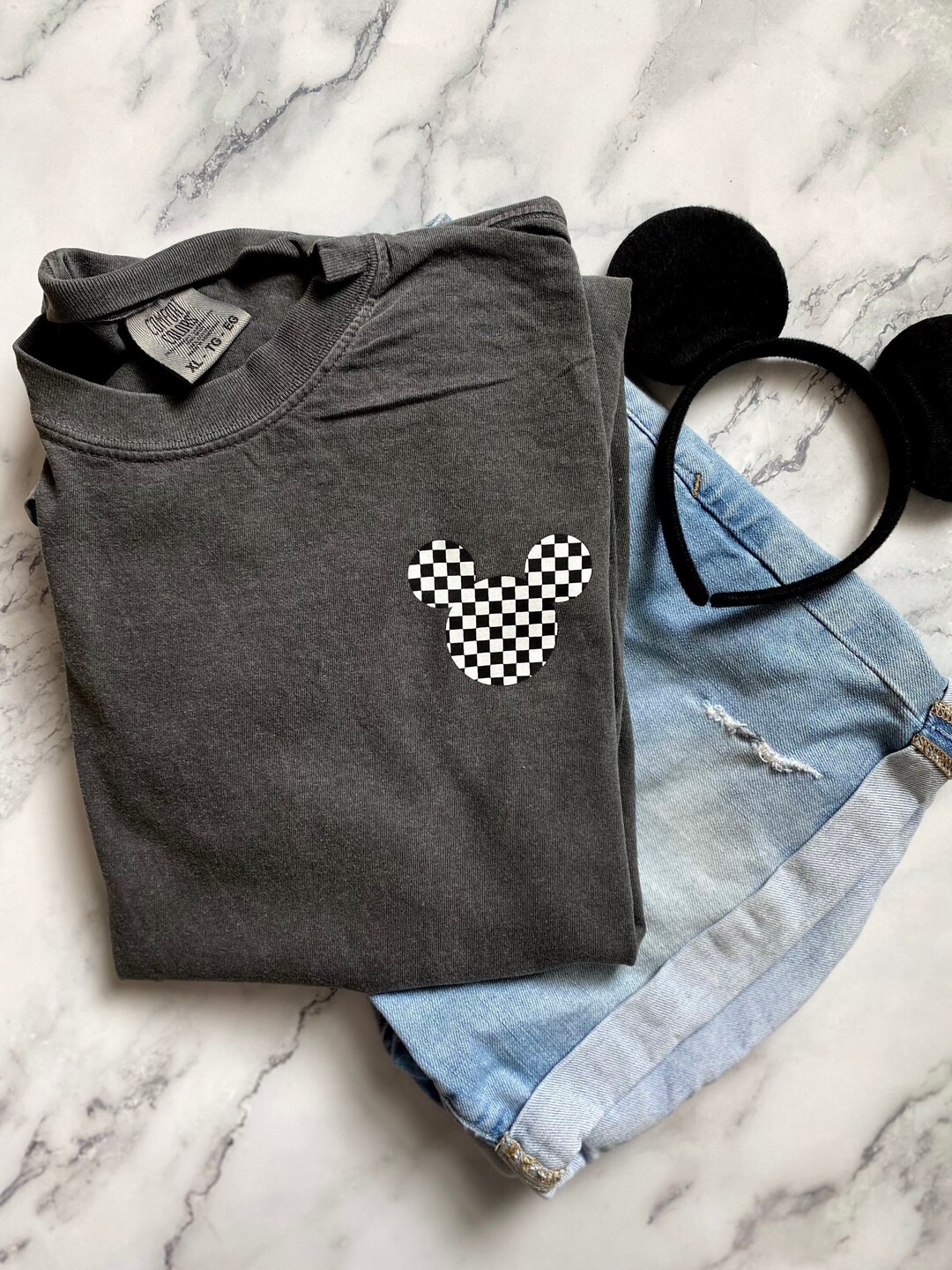 Retro Disney Mickey Mouse Checkered Shirt, Vintage Black and White ...