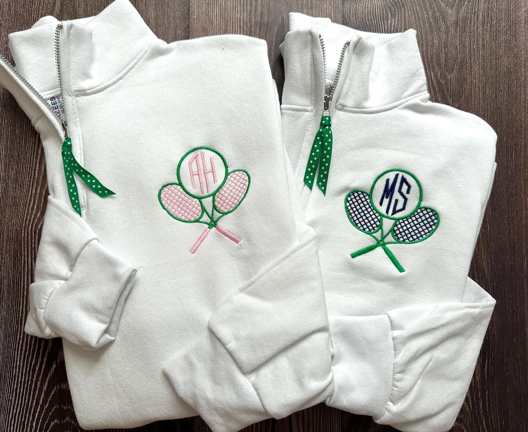 Monogram Tennis Sweatshirt Quarter Zip, Personalized Tennis Ball ...