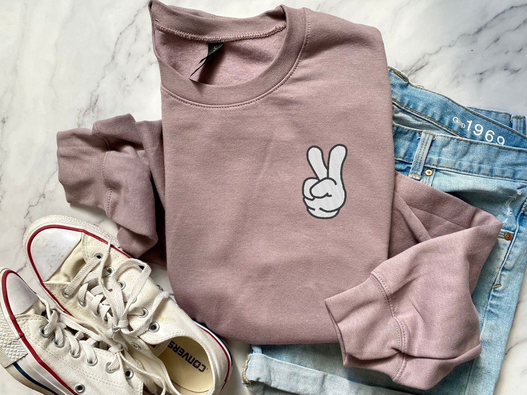 Disney Peace Sign Mickey Sweatshirt, Vintage Retro Disney Crewneck ...