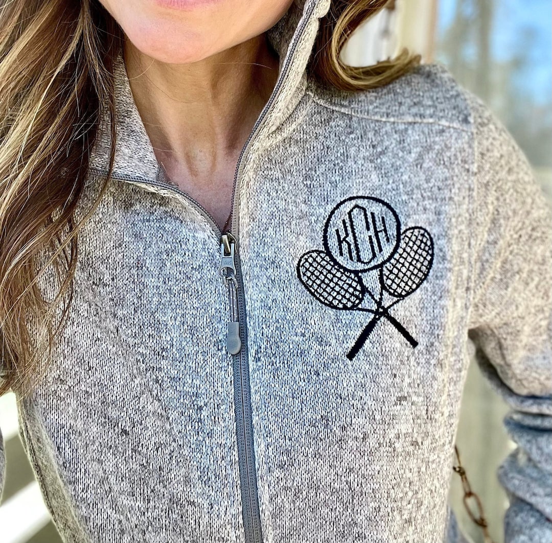 Monogram Tennis Racket Fleece Jacket: Embroidered Team Apparel - Etsy