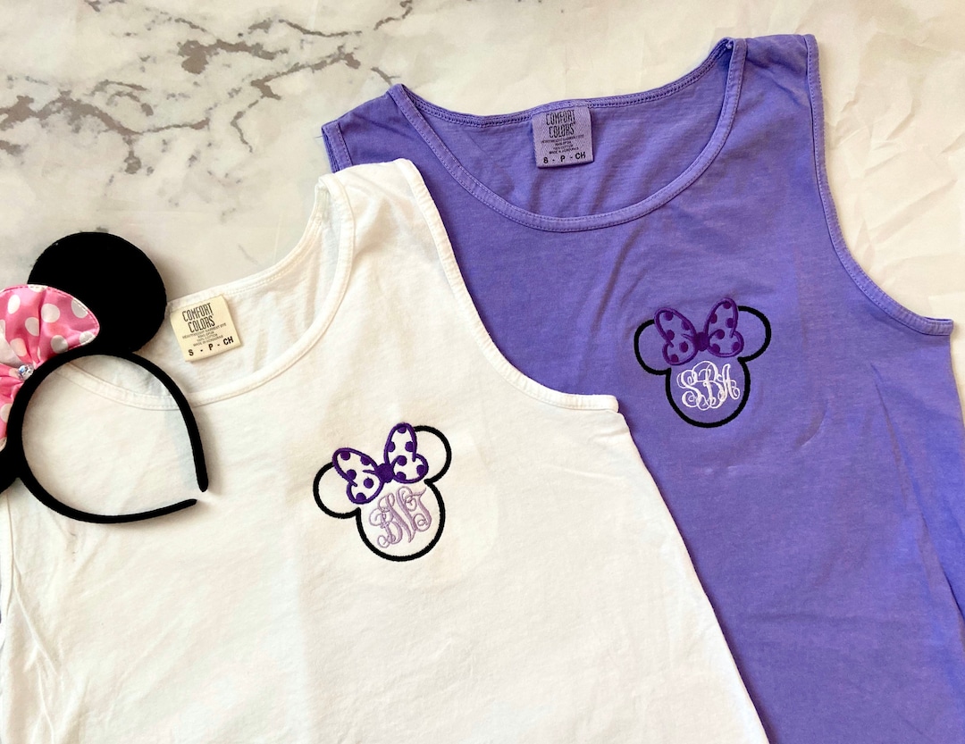 Minnie Mouse Monogram Disney Tank Top Shirt, Women's Comfort Colors ...