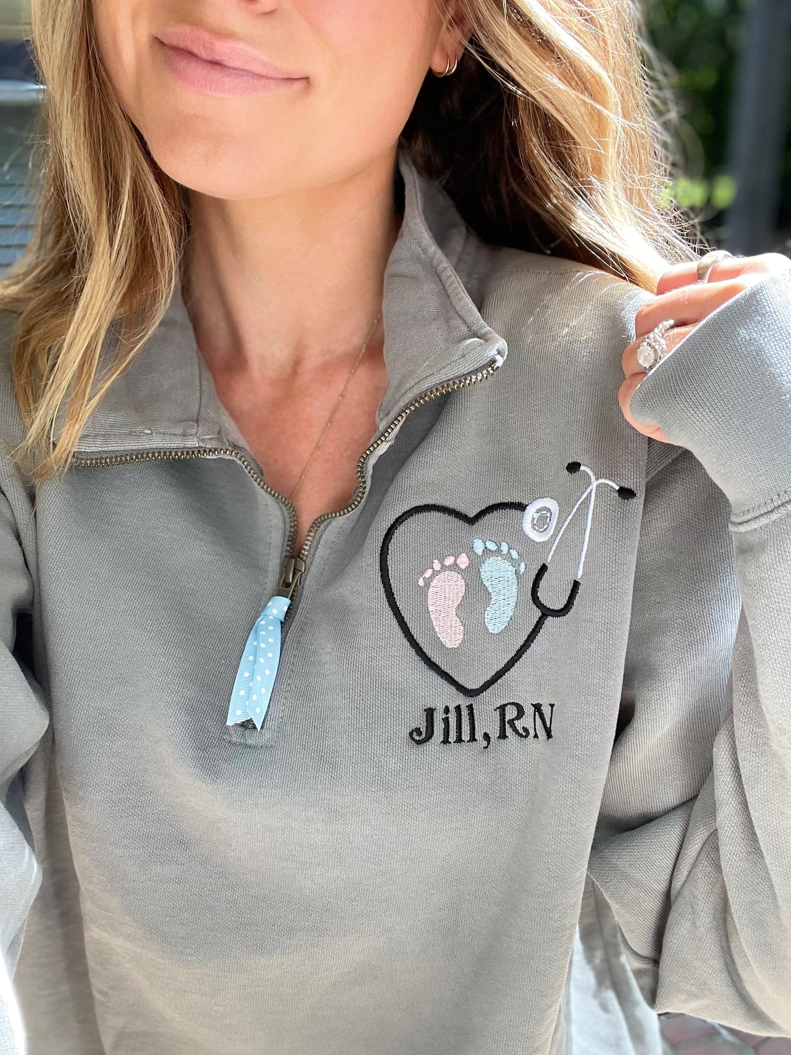 NICU Nurse Sweatshirt Personalized Baby Feet Monogram Quarter - Etsy