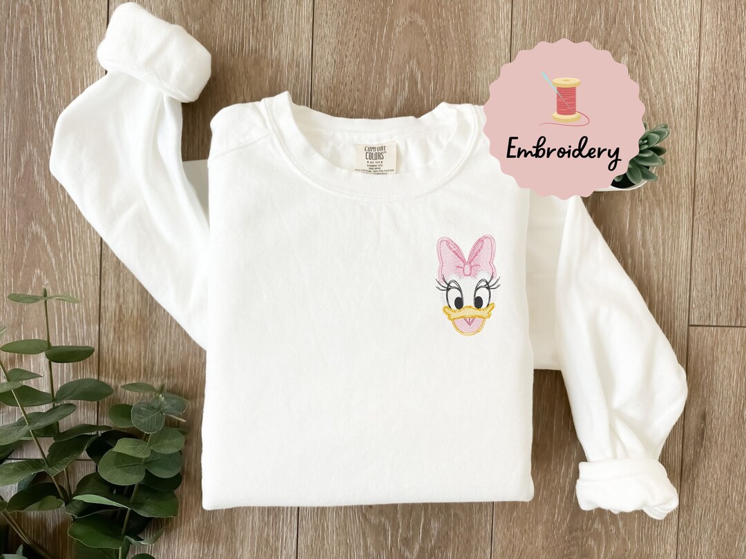 Daisy Duck Disney Sweatshirt, Women's Embroidery Daisy Duck Sweatshirt ...