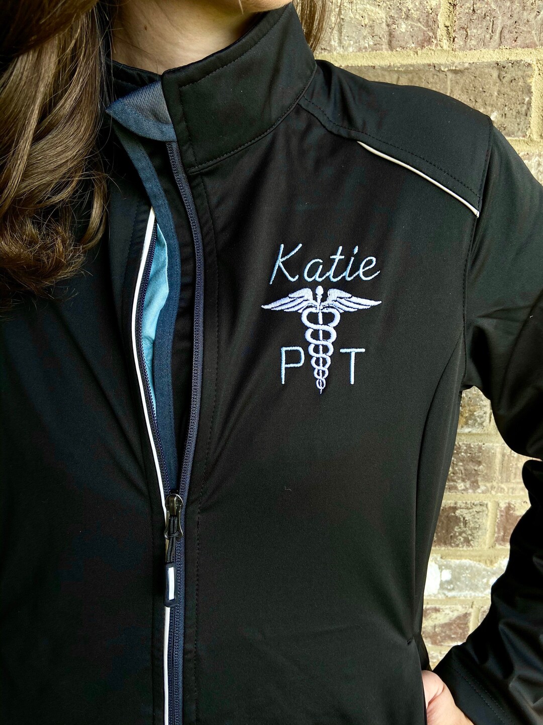 Personalized Caduceus Nurse Jacket, Custom Name Full Zip Jacket for ...