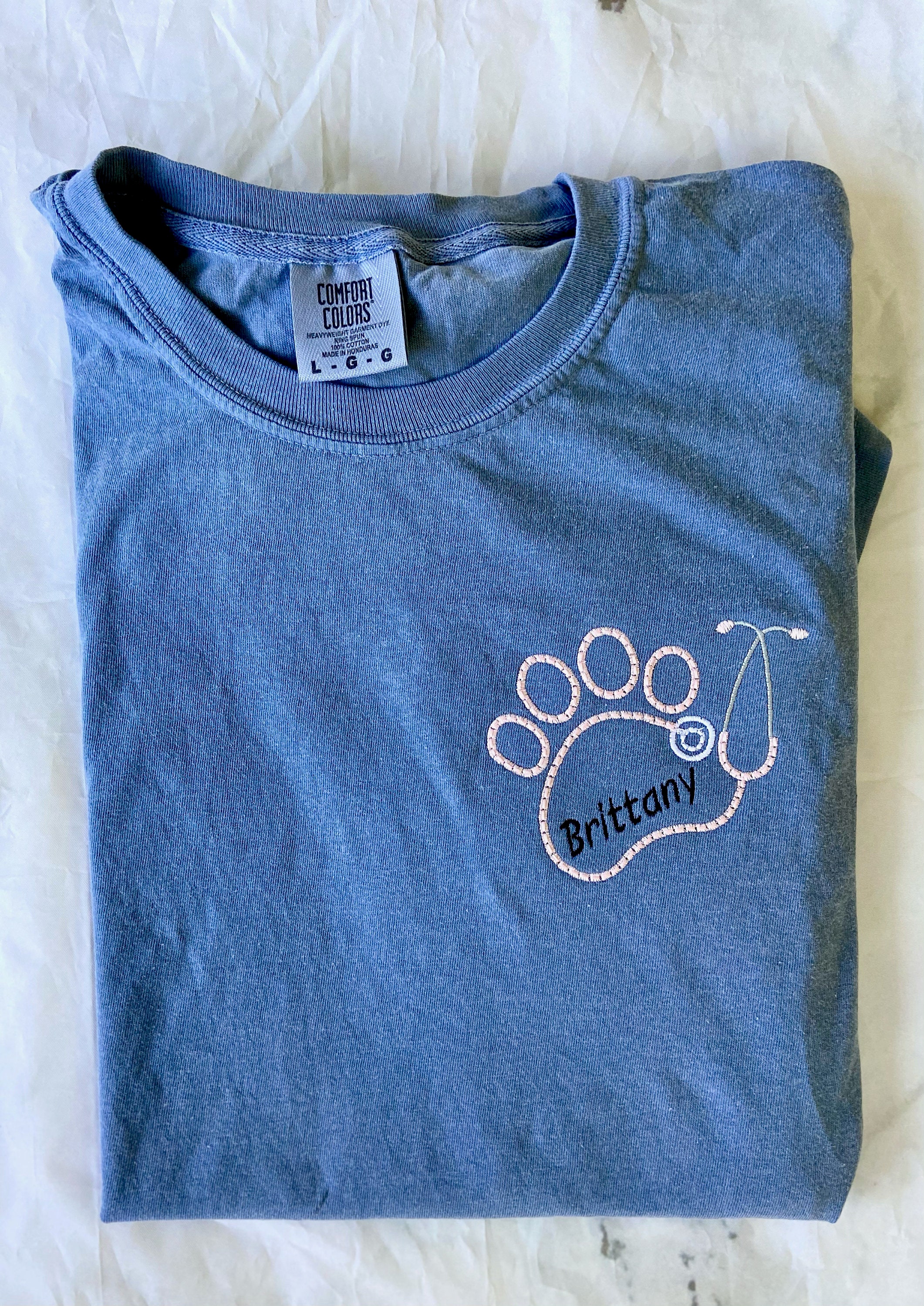 Personalized Name Monogram Paw Print Stethoscope Short Sleeve Shirt ...