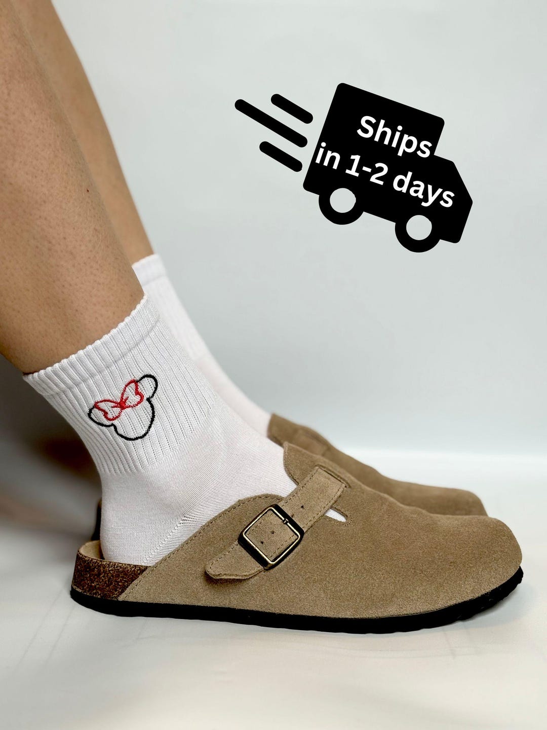 Disney Socks Minnie and Mickey Mouse Crew Socks Embroidered Mickey ...