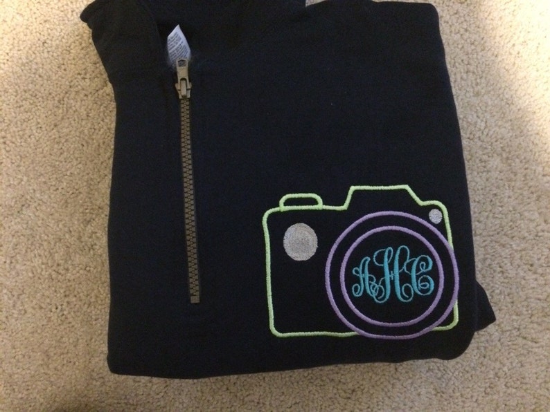 Camera Monogram Quarter Zip Sweatshirt Photographer Gift | Etsy