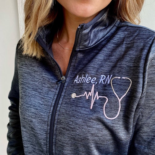 Personalized Ladies Nurse/doctor Embroidered Full Zip Jacket - Etsy