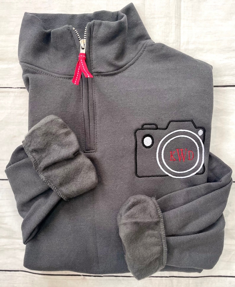 Camera Monogram Quarter Zip Sweatshirt: Personalized Photographer Gift ...