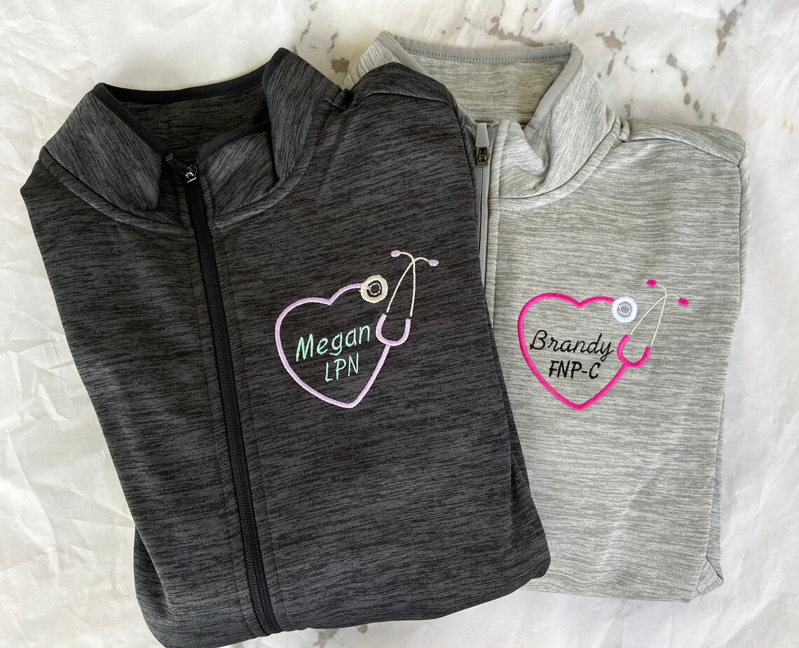 Nurse Name Personalized Jacket Heart Stethoscope Credentials - Etsy