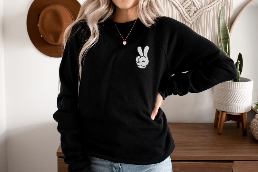 Disney Peace Sign Mickey Sweatshirt, Vintage Retro Disney Crewneck ...