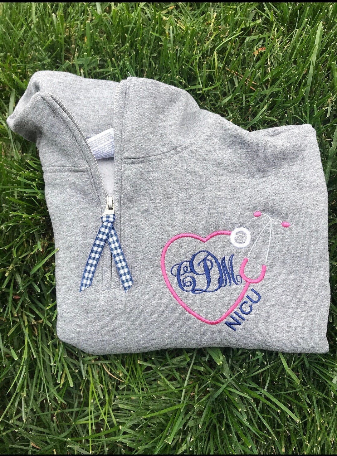 NICU Nurse Personalized Monogram Stethoscope Sweatshirt Quarter Zip ...