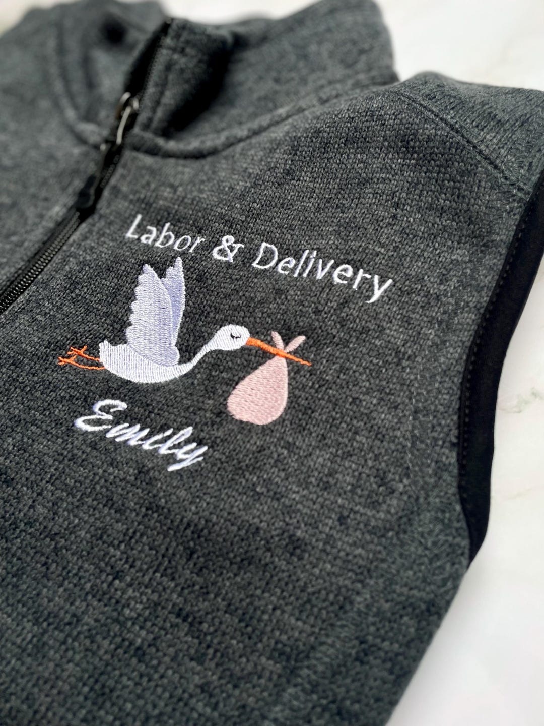 Personalized Labor & Delivery Nurse Vest: Embroidered Stork Design - Etsy