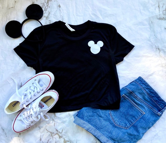 Disney Mickey Mouse Crop Top Short Sleeve Shirt for Women - Etsy