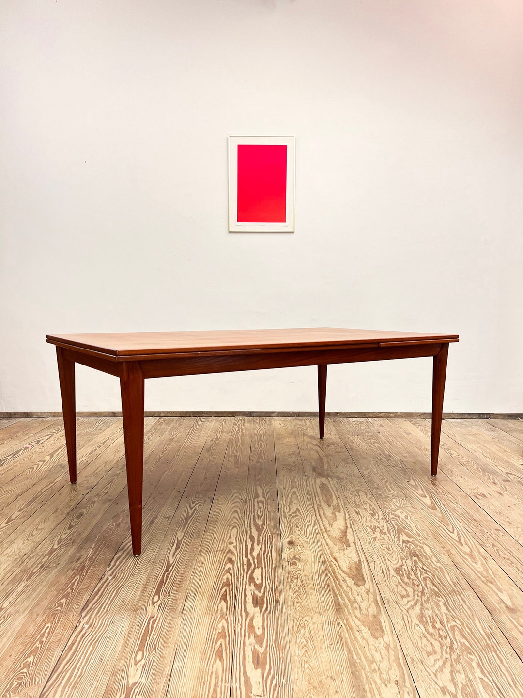 Large Extendable Mid Century Modern Teak Dining Table by Niels O ...