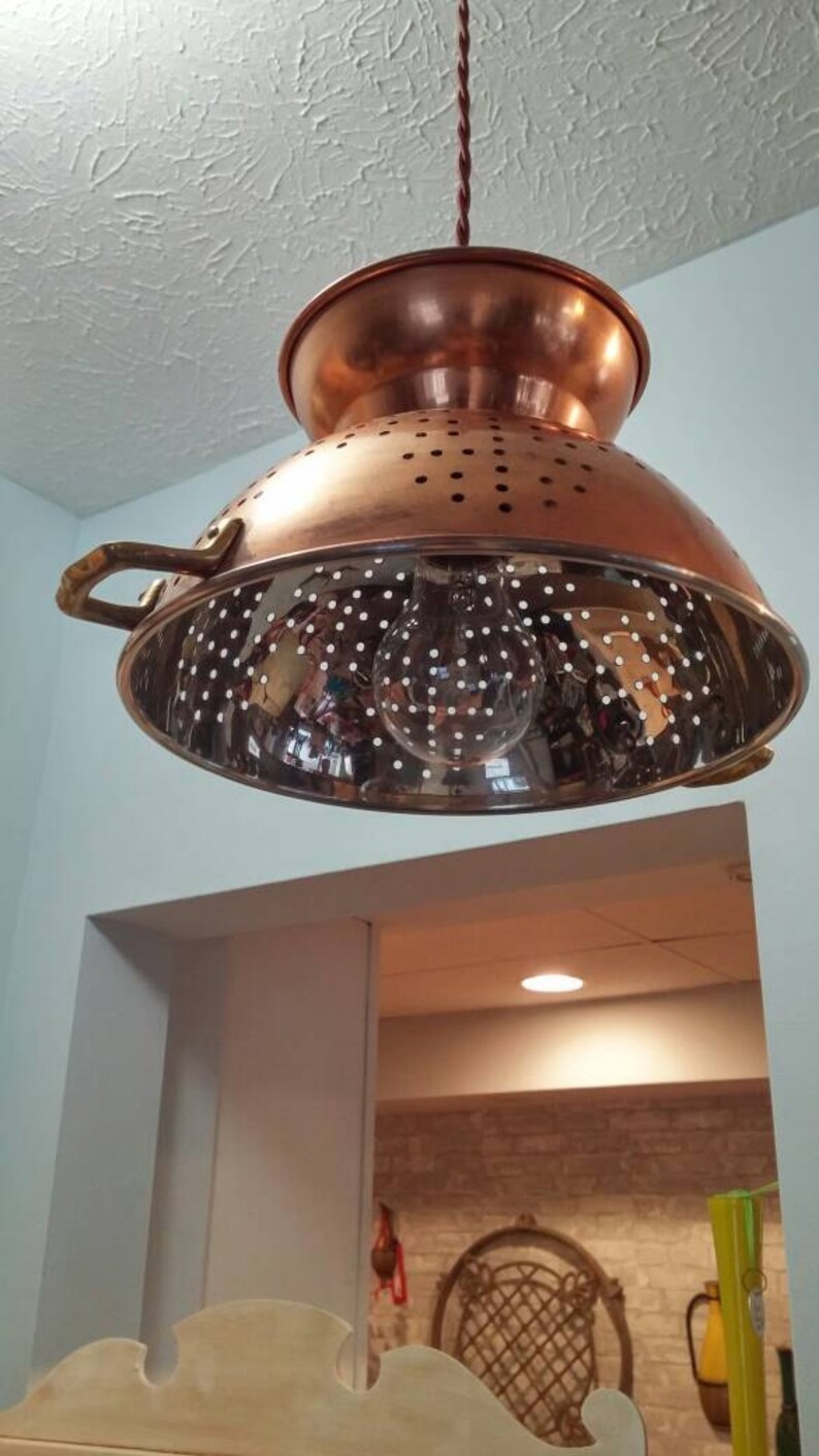 Vintage Copper Brass & Mixed Metal Colander Hanging Lamp 1960s - Etsy