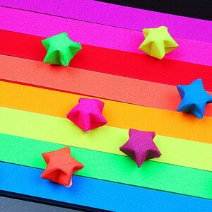Bright Fluorescence Star Paper Kit Rainbow Color Wishing Star Paper ...