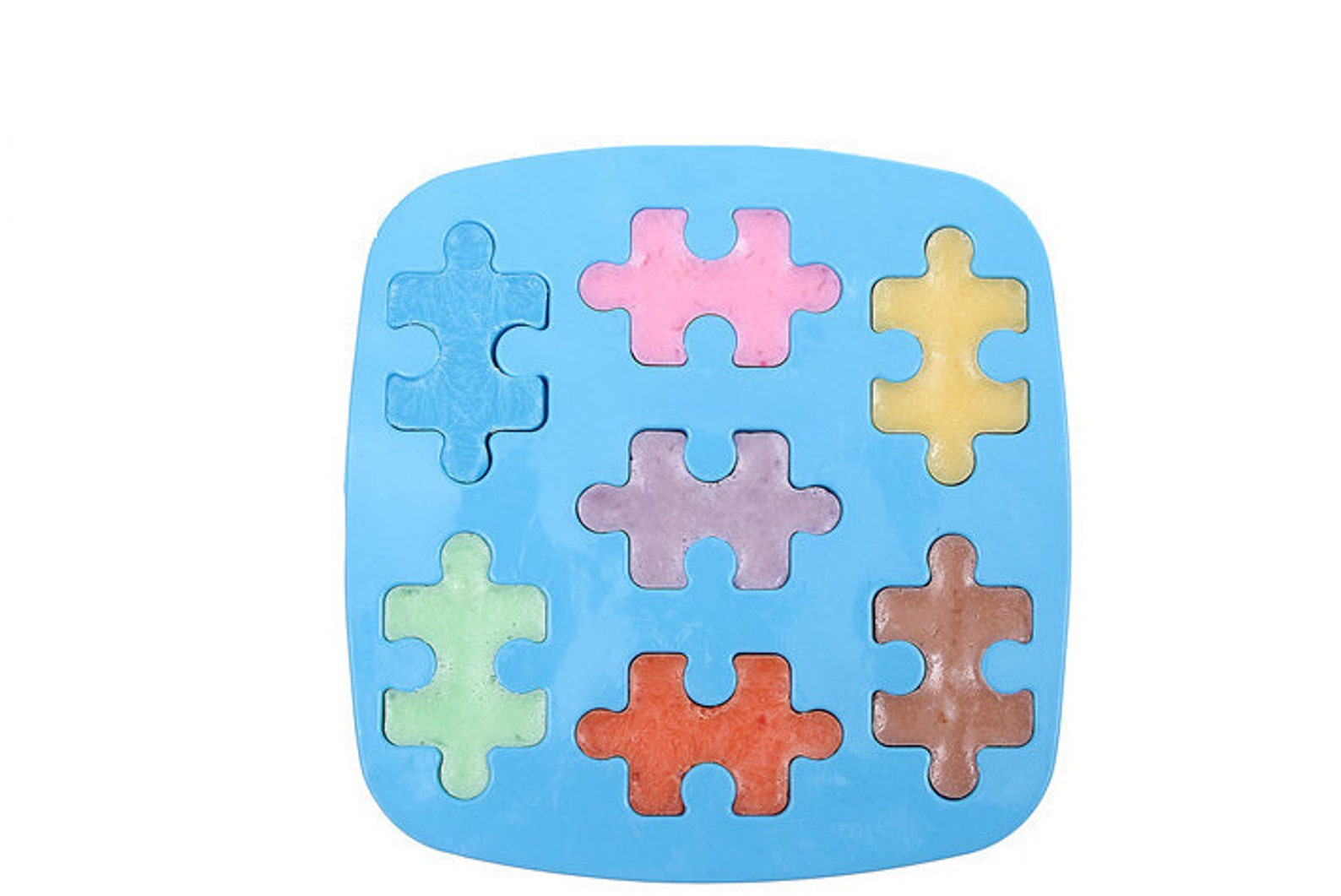 7-cavity Puzzle Cake Mold Soap Mold Flexible Silicone Mold for Handmade ...