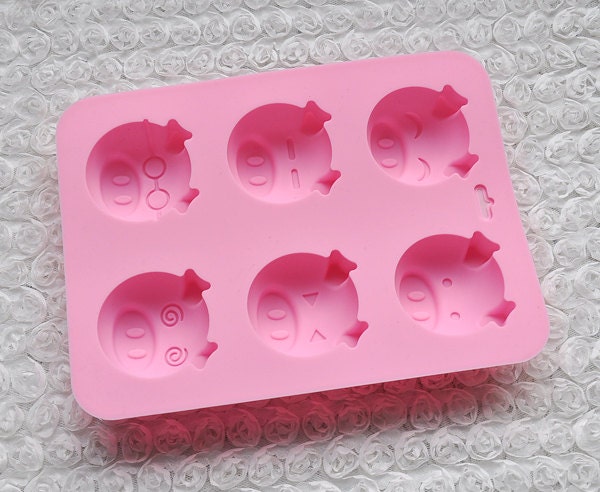 6 holes Pig Head Chocolate Mould Cake Mold Flexible Silicone | Etsy