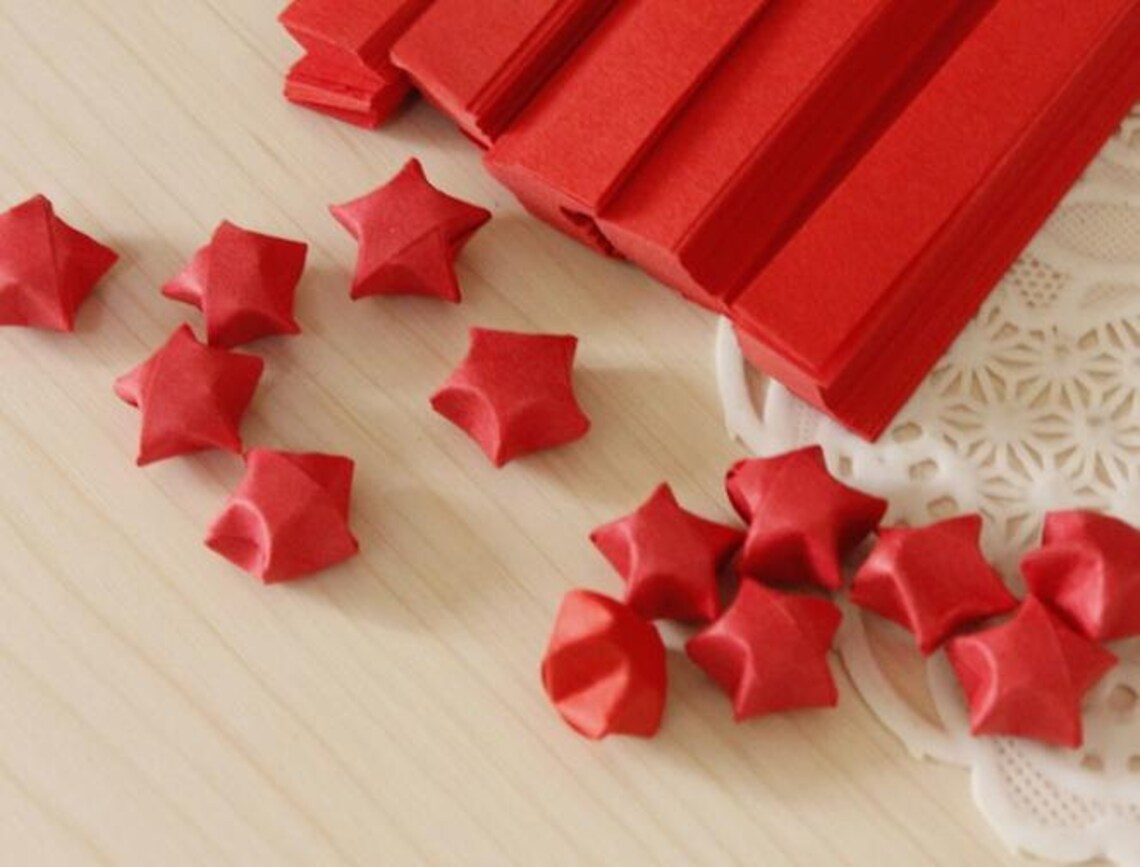 500 Pure Red Color Origami Star Paper Kit Paper Strips Lucky - Etsy