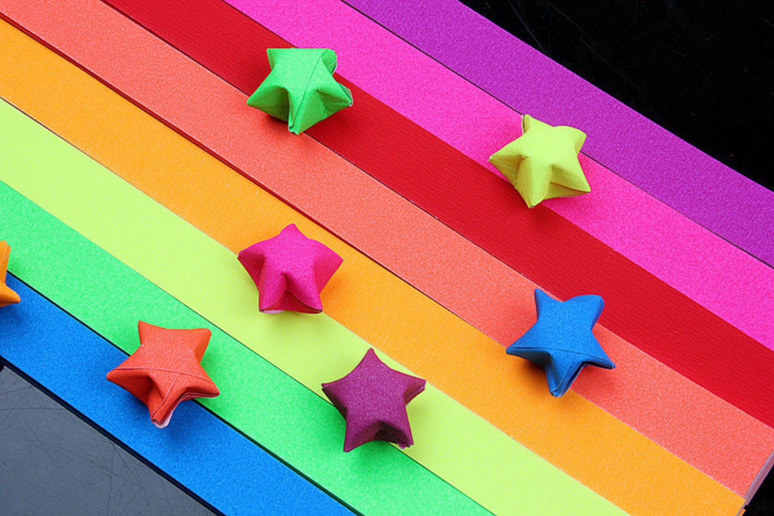 Bright Fluorescence Star Paper Kit Rainbow Color Wishing Star Paper ...