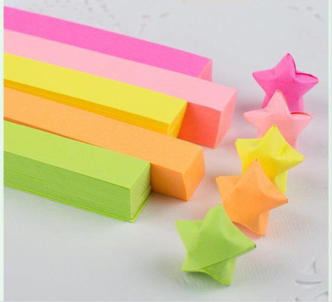 5 Fluorescence Colors Total 520 Pcs Origami Star Paper Kit Lucky ...