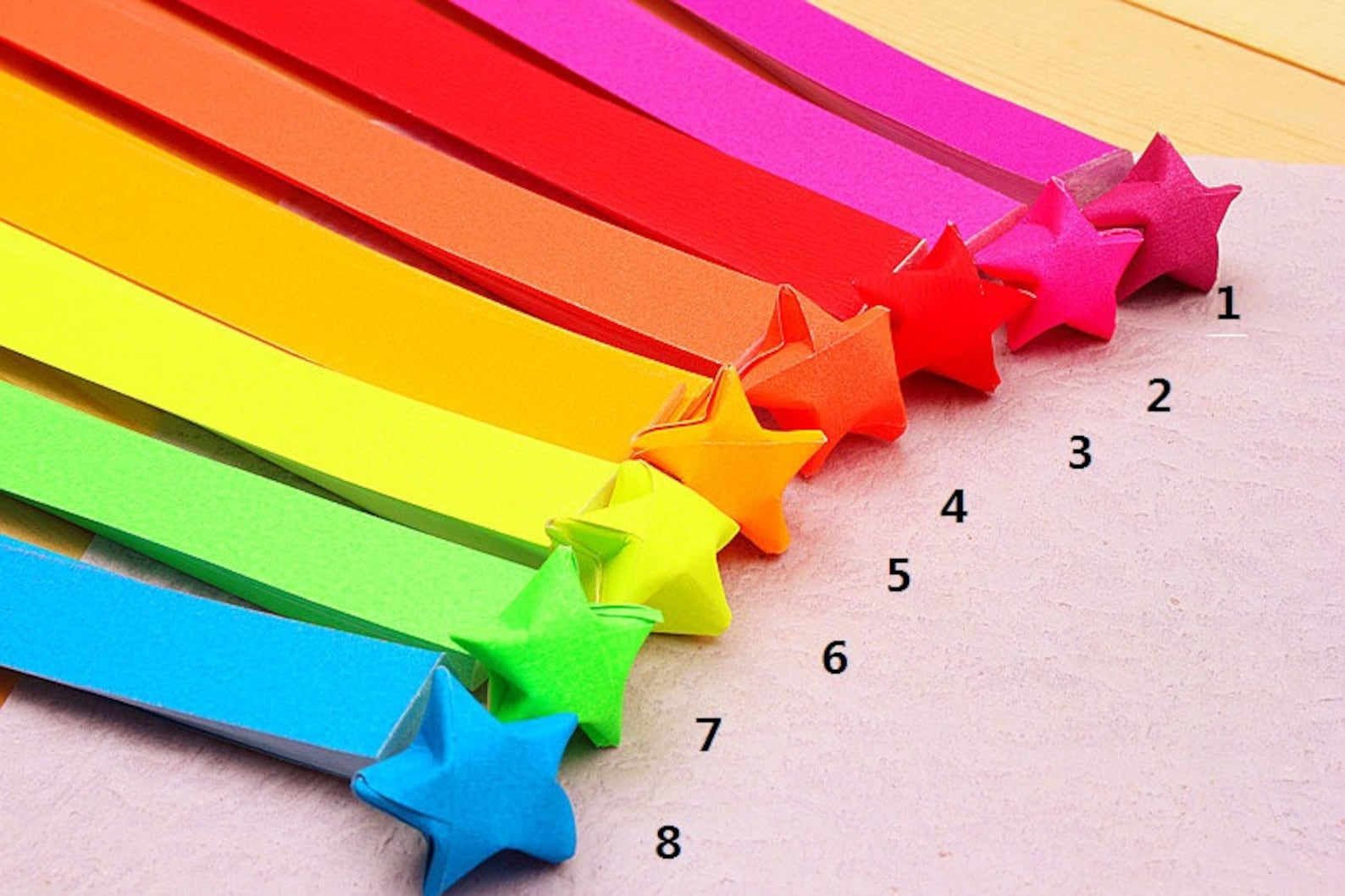Bright Fluorescence Star Paper Kit Rainbow Color Wishing Star Paper ...