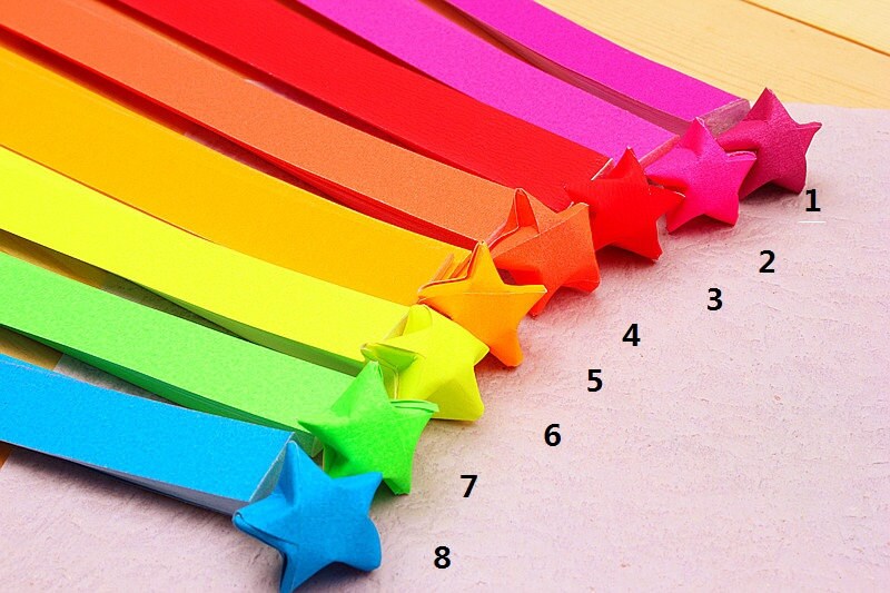 Bright Fluorescence Star Paper Kit Rainbow Color Wishing Star Paper ...