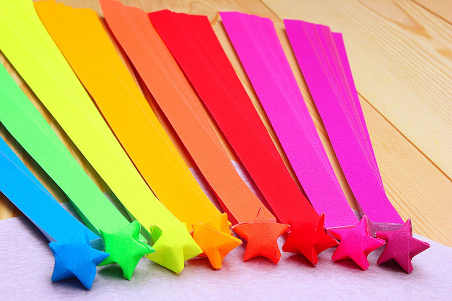 Bright Fluorescence Star Paper Kit Rainbow Color Wishing Star Paper ...
